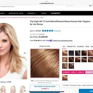 Jon Renau | Hair | Jon Renauhuman Hairtoppertop Style 2 Color 123bt New ...